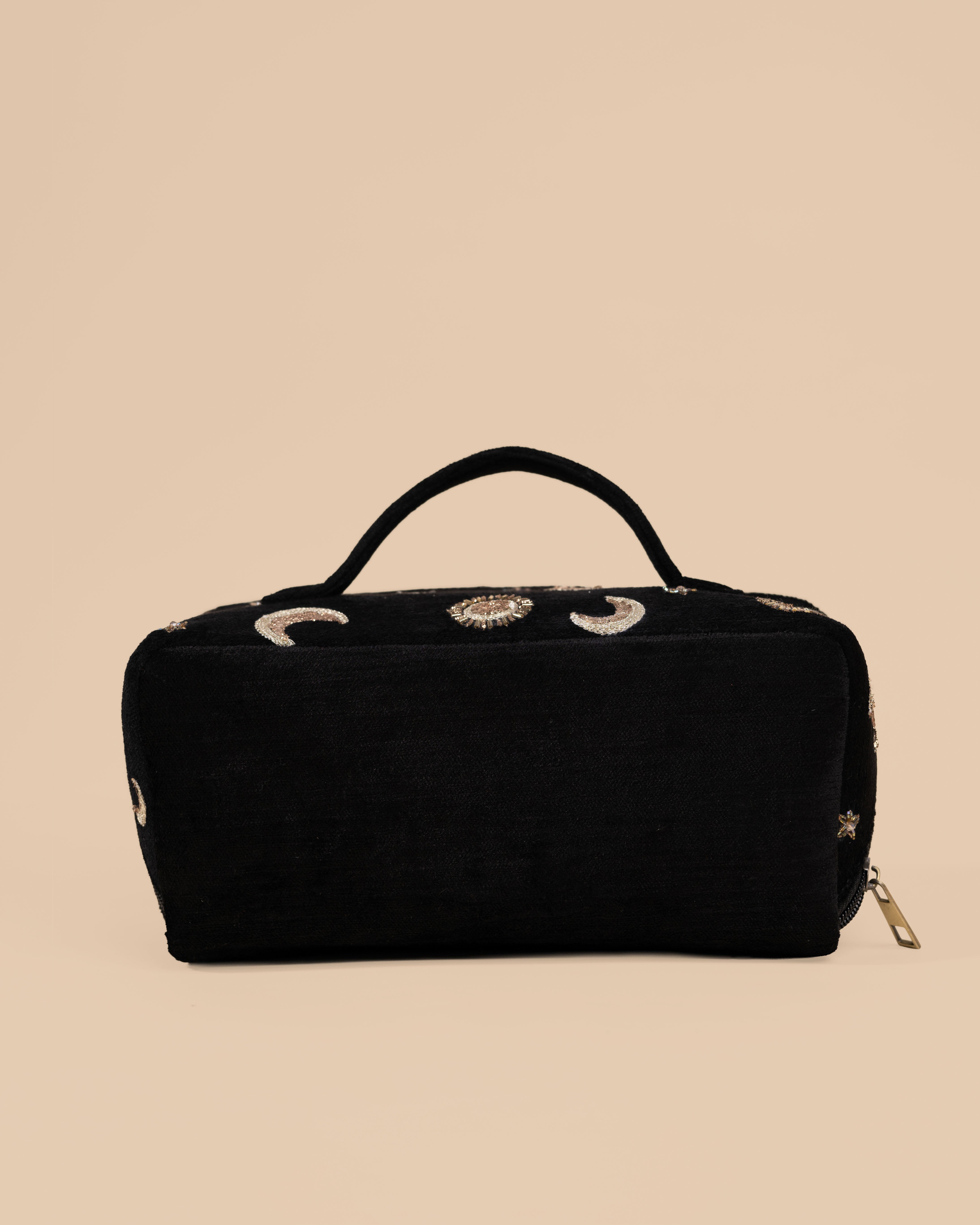 Black Moon Star Makeup Bag – Astrology-Inspired Beauty Case – Desi ...