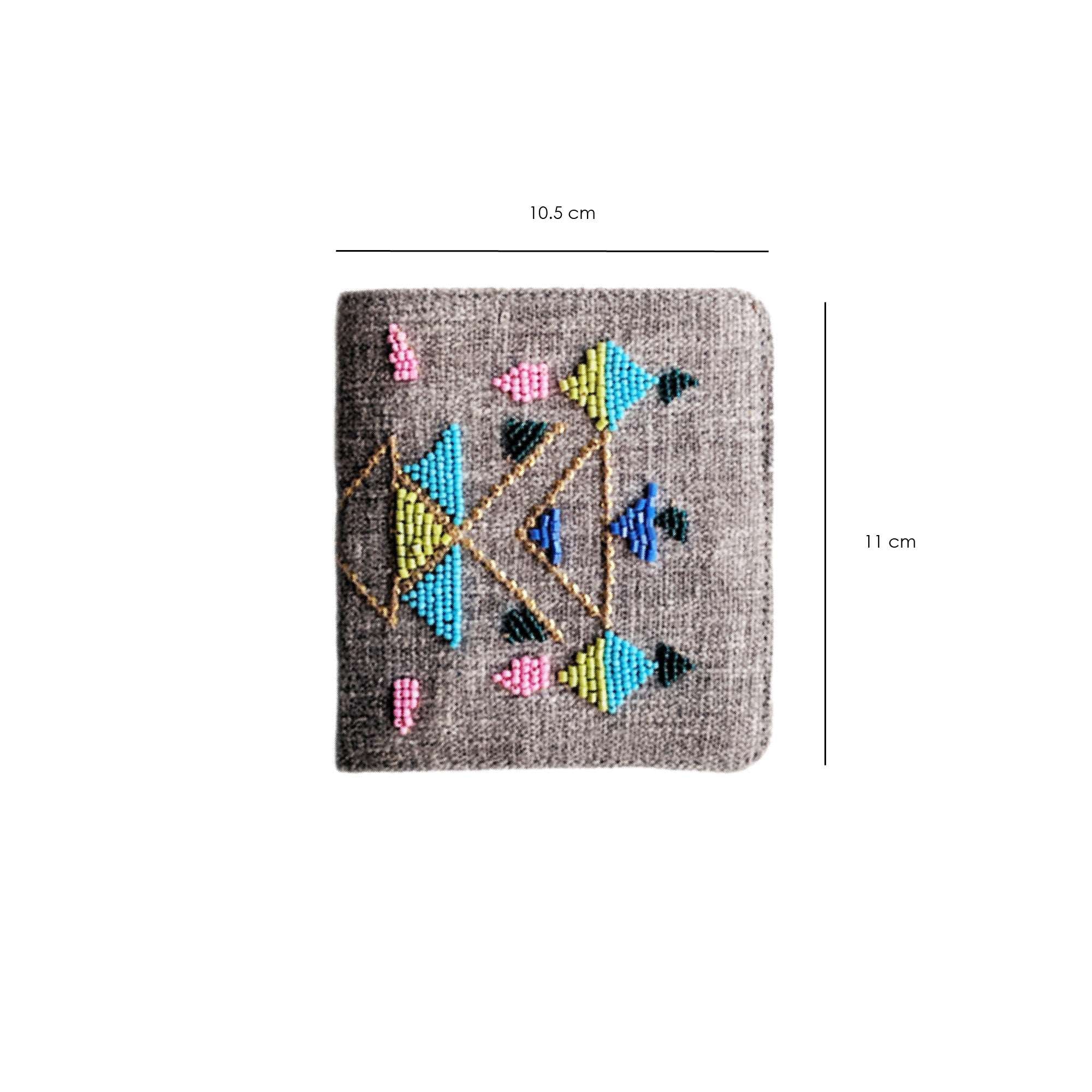 Modern Elegance: Grey Abstract Wallet with Beadwork – Desi Drama Queen