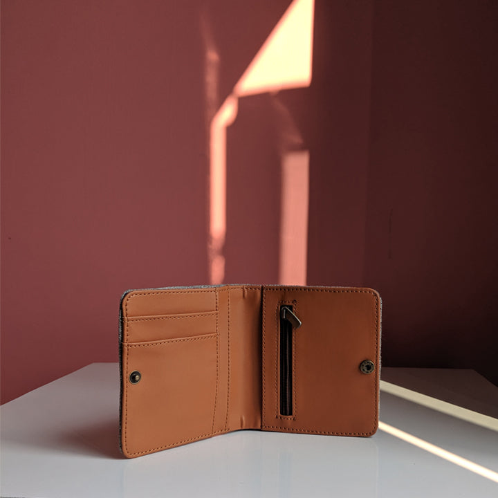 Modern Elegance: Grey Abstract Wallet with Beadwork – Desi Drama Queen