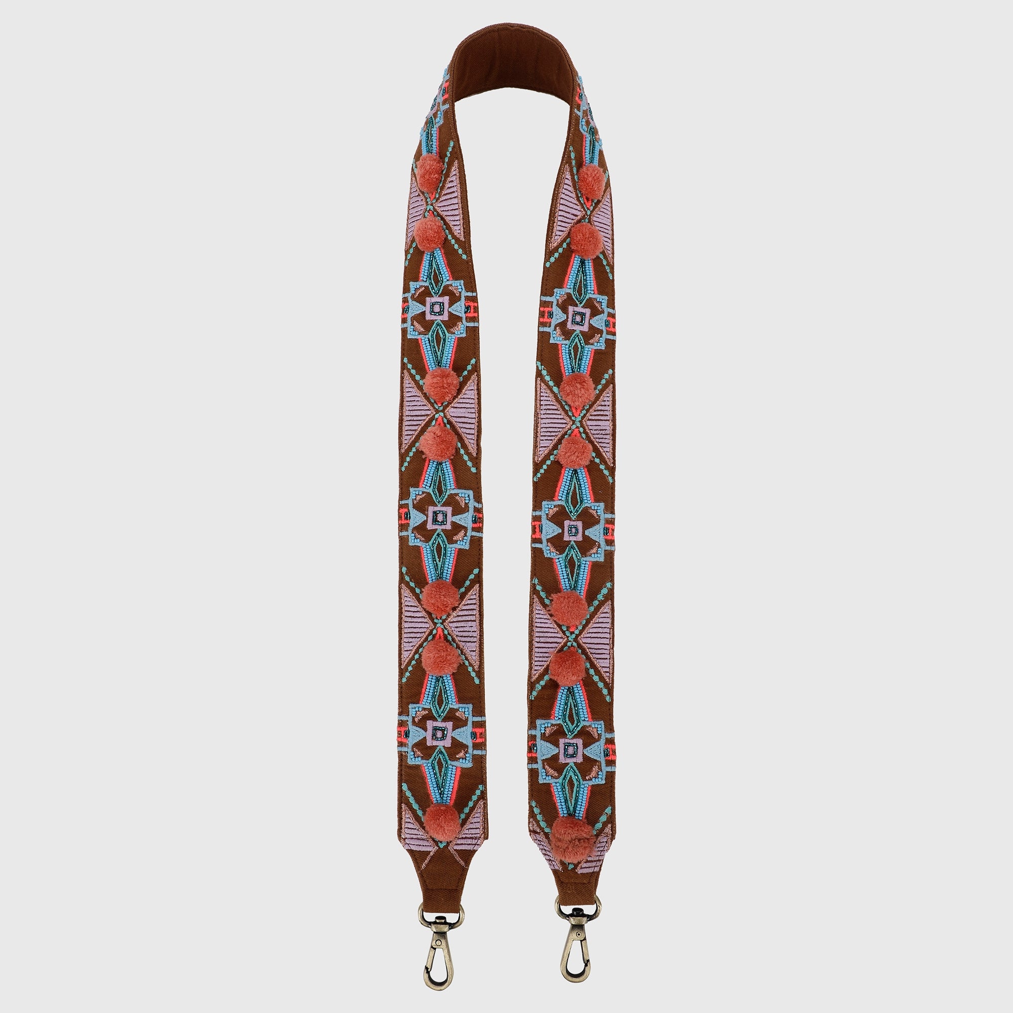 SLING BAG BLACK WITH HARMONY TAN EMBROIDERED STRAP – Desi Drama Queen