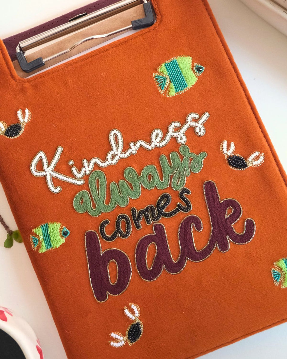 Kindness always comes back-Embroidered Reusable Journals – Desi Drama Queen