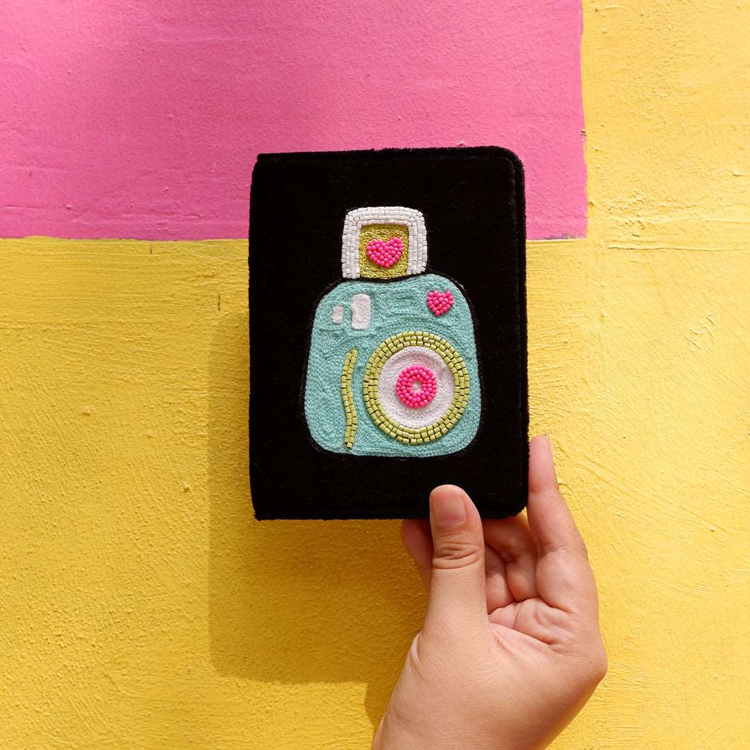 Playful Polaroid Camera Design - Velvet Passport Cover – Desi Drama Queen