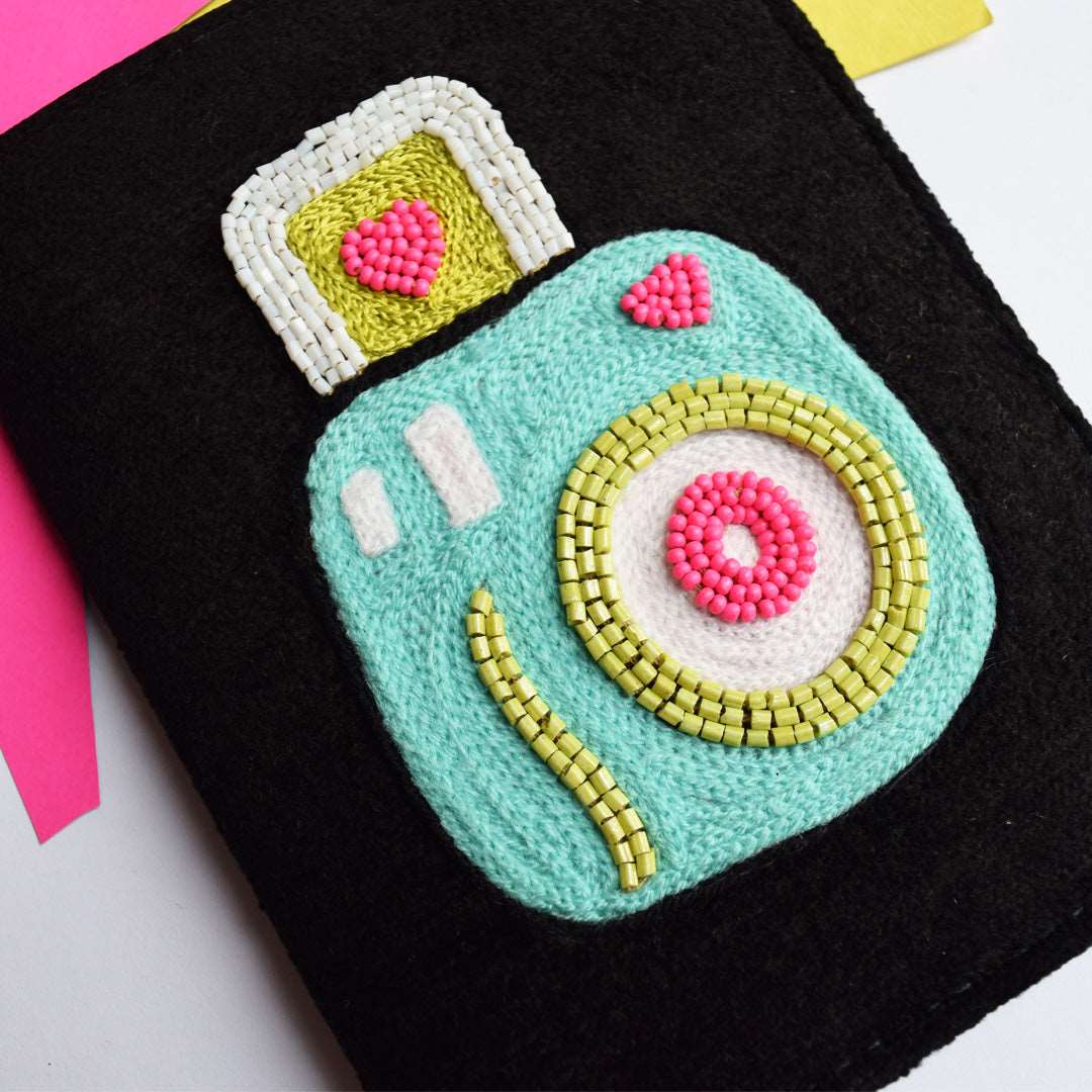 Playful Polaroid Camera Design - Velvet Passport Cover – Desi Drama Queen
