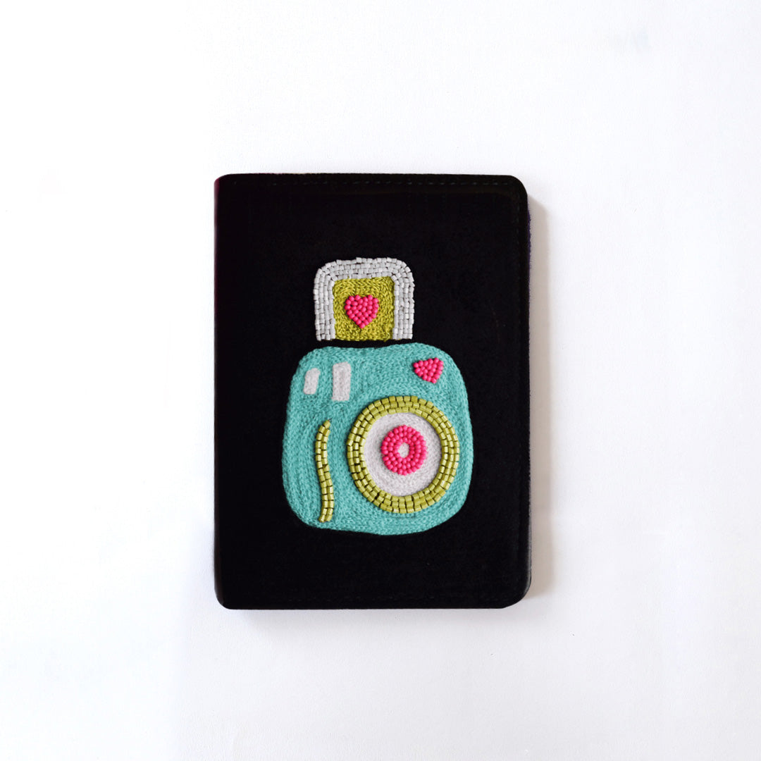 Playful Polaroid Camera Design - Velvet Passport Cover – Desi Drama Queen