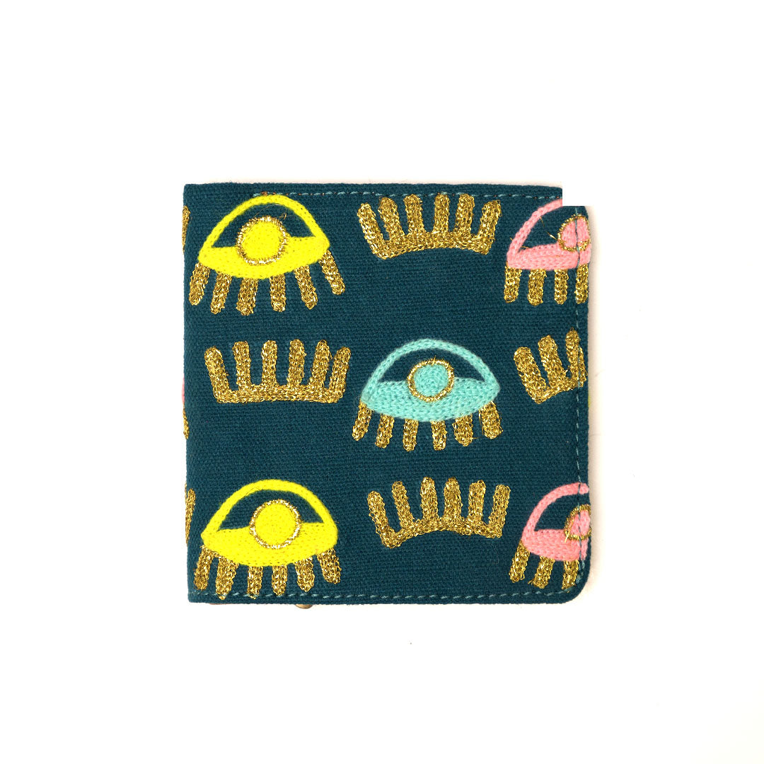 Blue evil Eye Wallet - Snap button Wallet – Desi Drama Queen