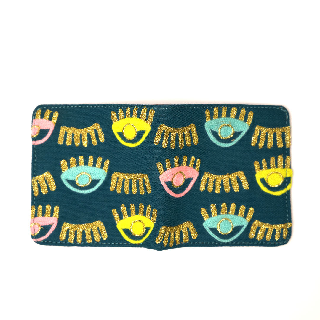 Blue evil Eye Wallet - Snap button Wallet – Desi Drama Queen